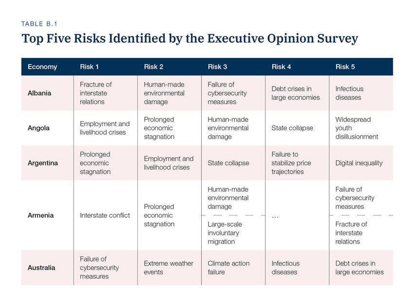 Appendix B: Executive Opinion Survey: National Risk Perceptions ...
