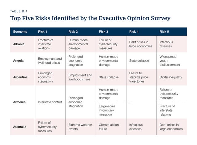 Appendix B: Executive Opinion Survey: National Risk Perceptions ...